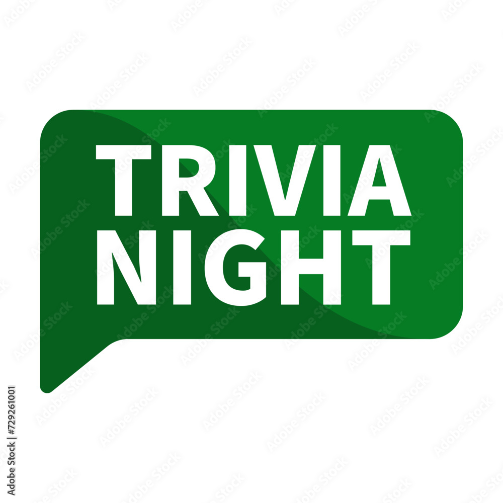 Trivia Night Text In Green Rectangle Shape For Information Announcement ...