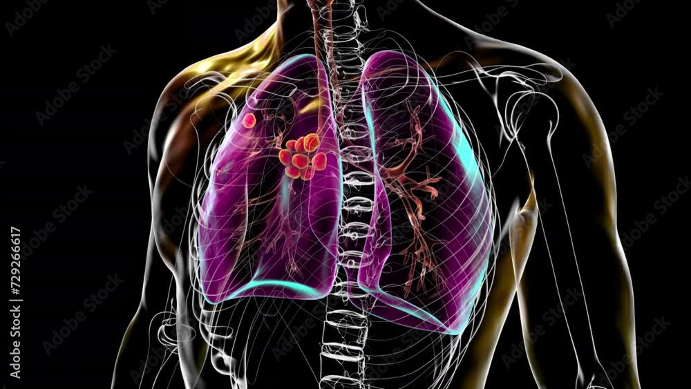Primary lung tuberculosis, 3D animation featuring the Ghon complex and ...