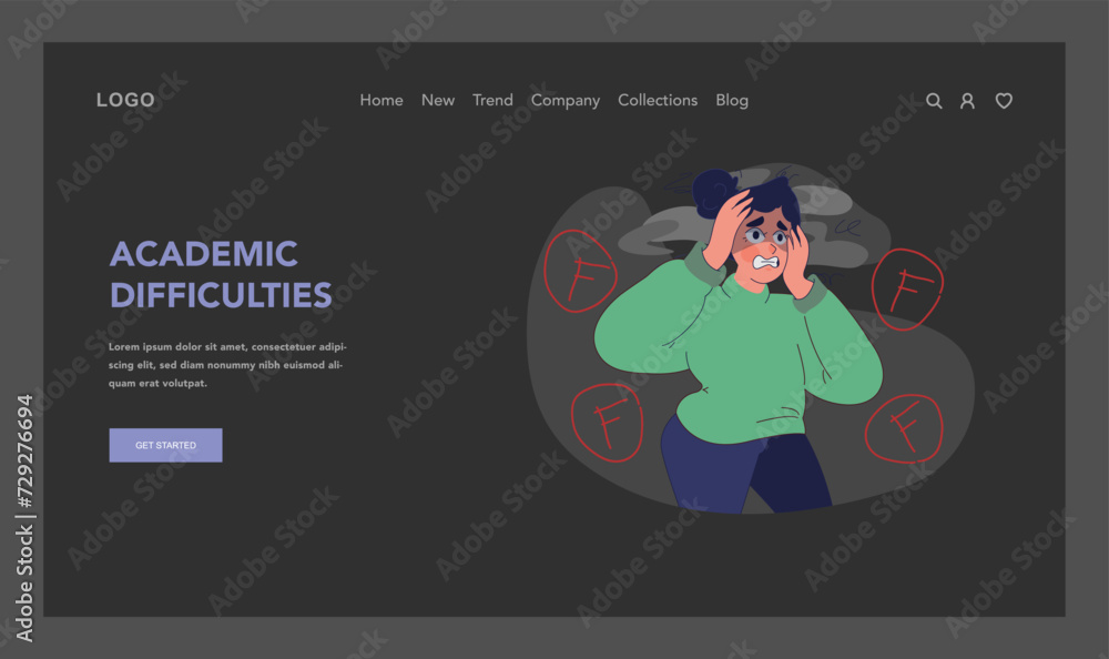 Academic difficulties concept. Distressed student overwhelmed by ...