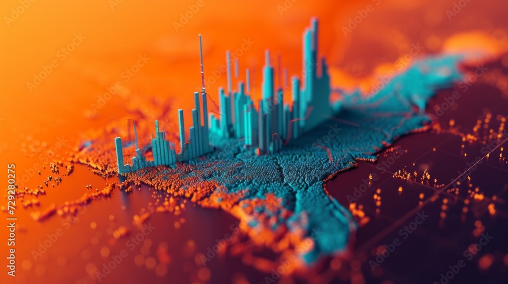 A digital visualization of a global data network featuring financial ...