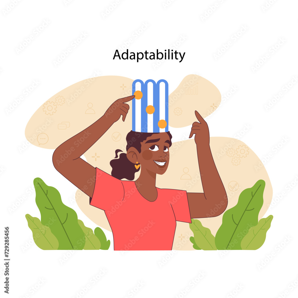 Adaptability concept. Cheerful person easily adjusting to change ... Adaptability concept. Cheerful person easily adjusting to change ...