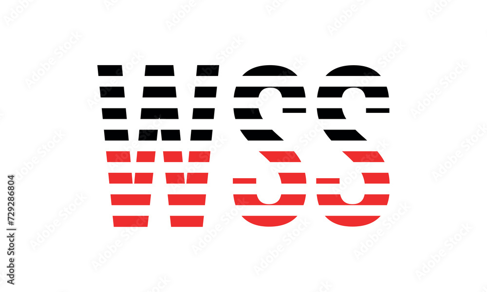 WSS three initial letter iconic line negative space minimal logo design vector template ...