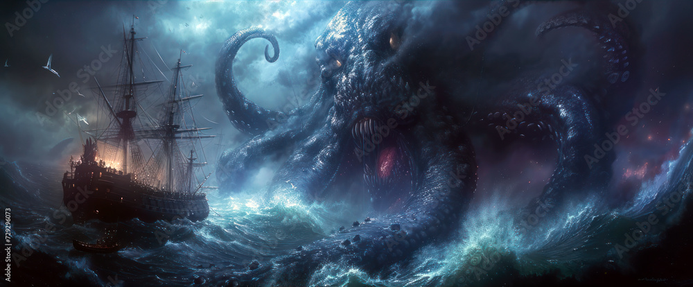 Kraken is a mythological sea monster in the form of a giant octopus ...
