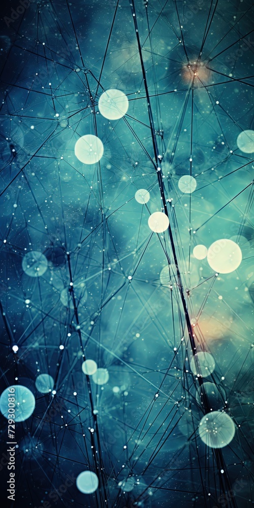 Abstract lines, sphere, wireless connection lines in blue colors. Ultra ...