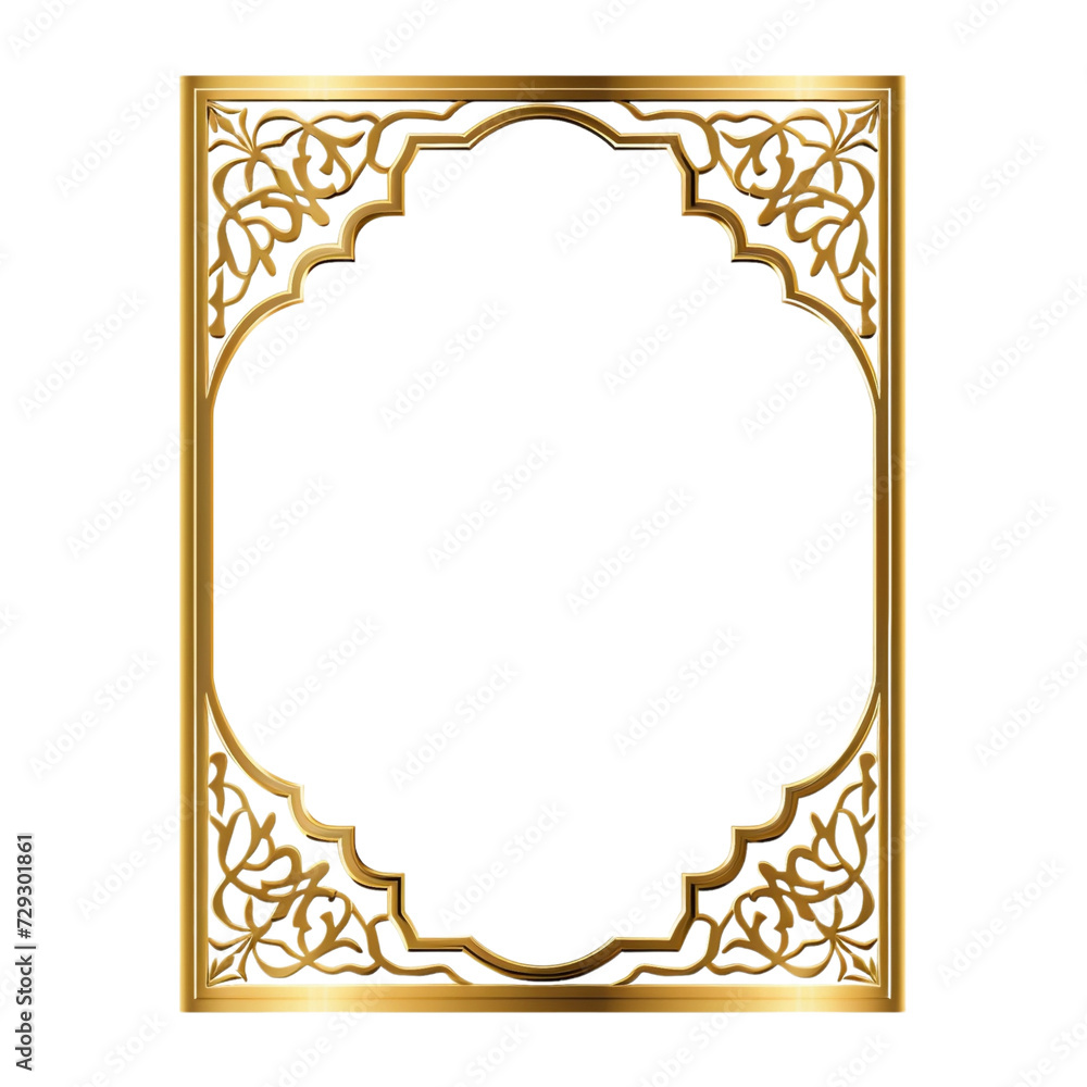 Arabic ornamental gold frame isolated transparent, Generative AI Stock ...