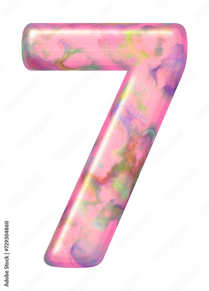 Number 7 in pearl pink color on png transparent background. Collection ...