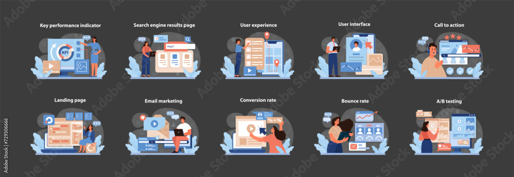 Digital Marketing Essentials Vector Illustrations. Engaging visuals ...