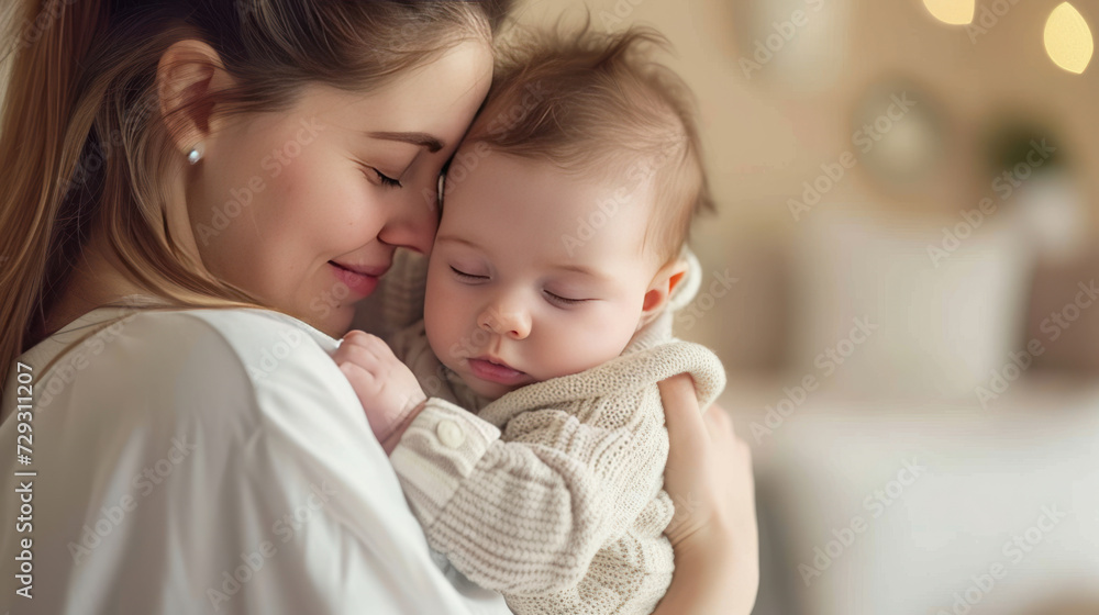 Care, love and mother with baby for bonding, relationship and child ...