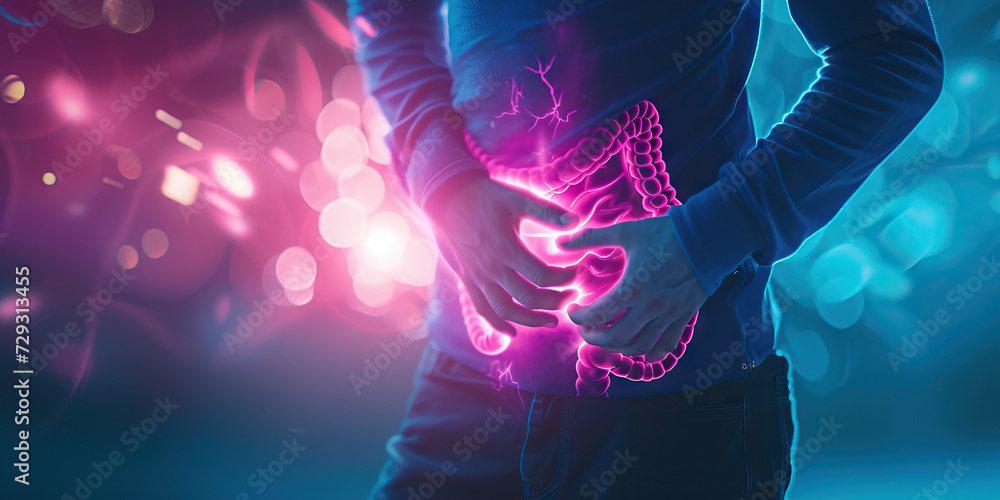 Stomach Pain: Visual Effects Image of Person Clutching Abdomen ...