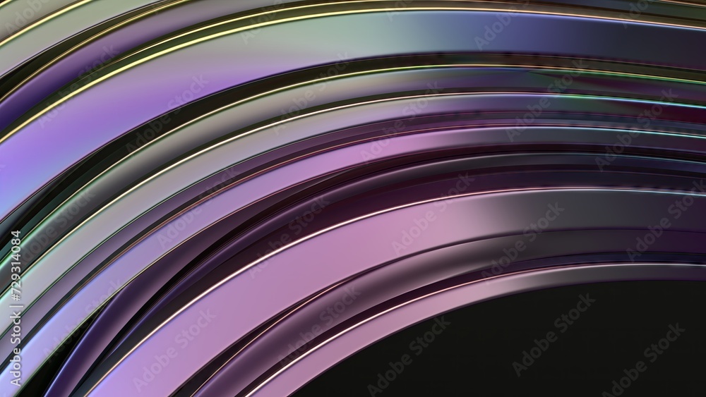 Chrome Rainbow Reflective Wavy Metal Beveled Column Gentle Curves ...