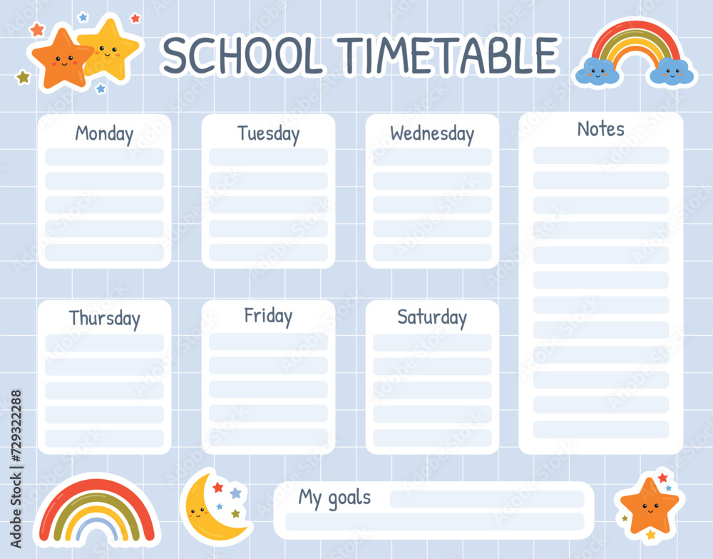 School timetable, weekly planner, printable school schedule for ...