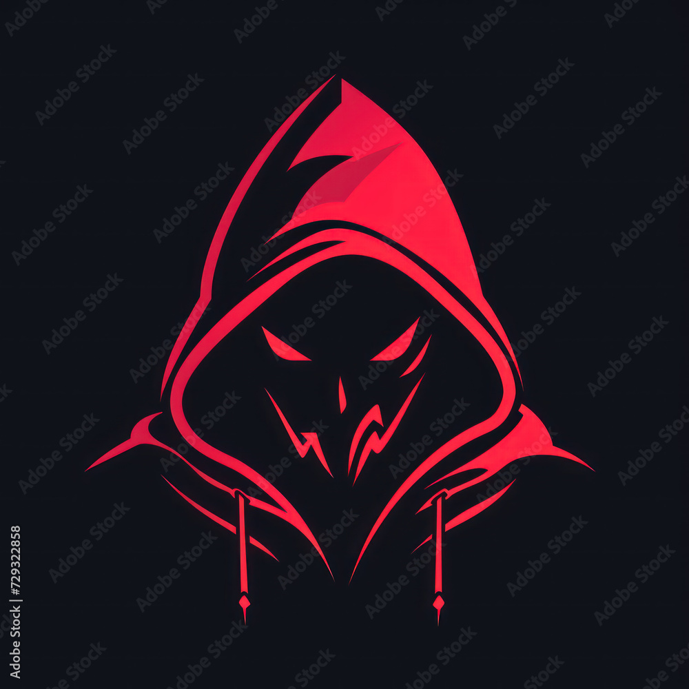 Red hacker Logo on black background - AI Generated Digital Art Stock ...