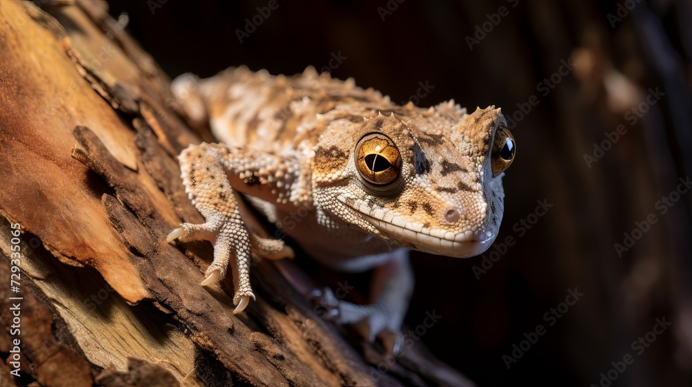A close-up view of a tarentola mauritanica, commonly known as a common ...