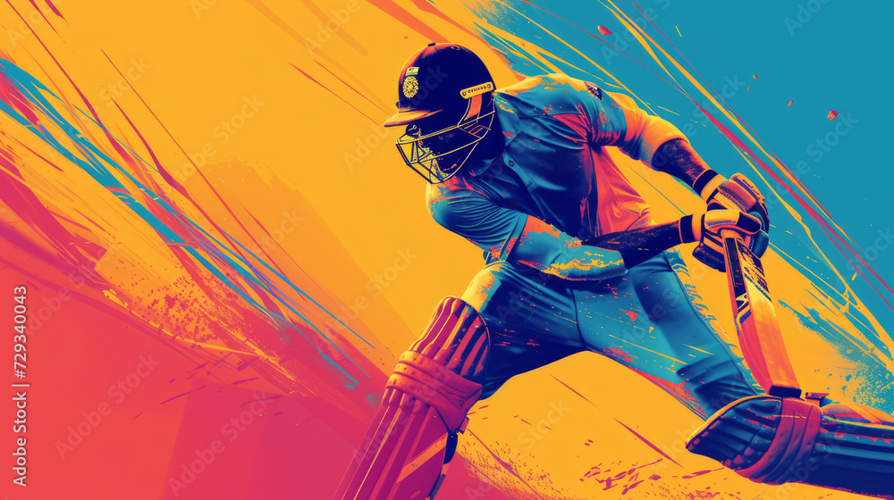 Design a dynamic cricket-themed graphic background with powerful and ...