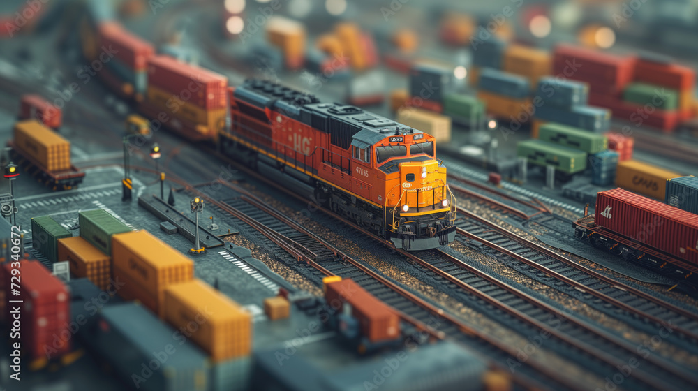 Heavy rail transport on the map, unfolded map, bird's eye view. Stock ...