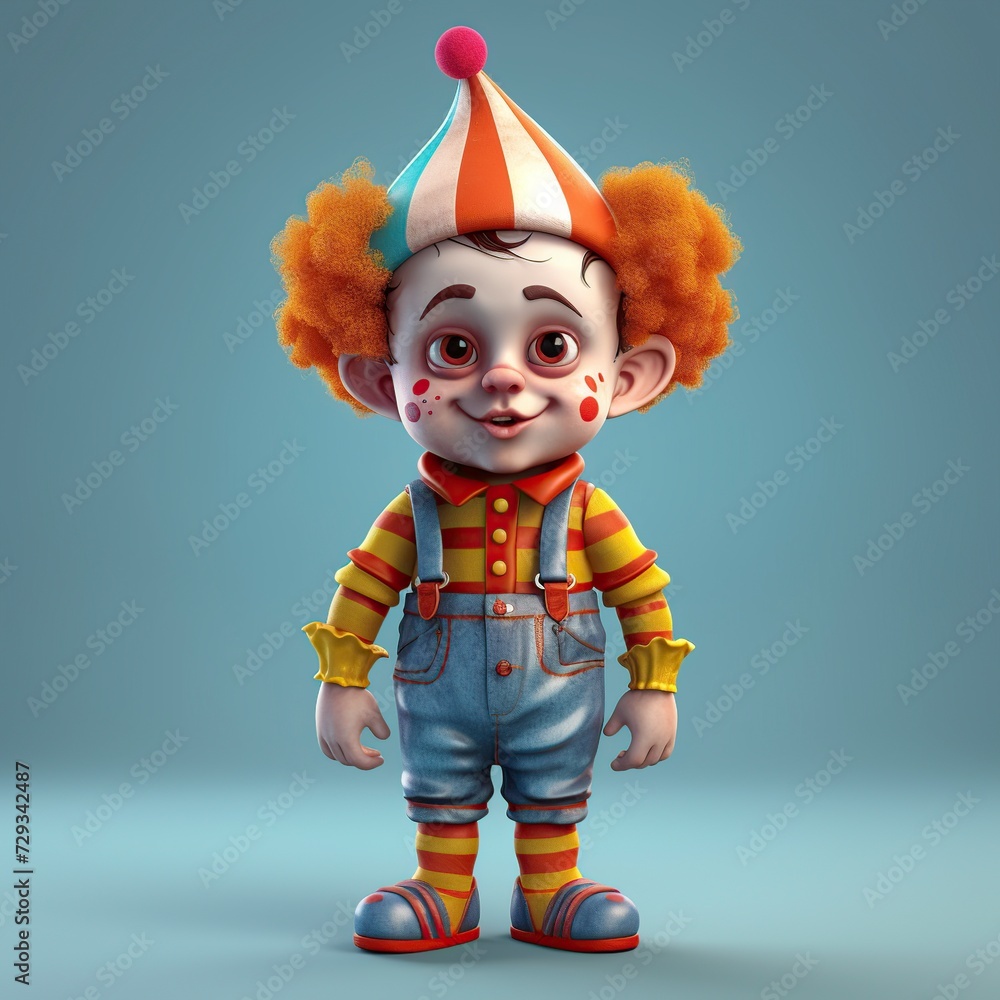 cartoon illustration, cute boy dressed as a clown Stock Illustration ...