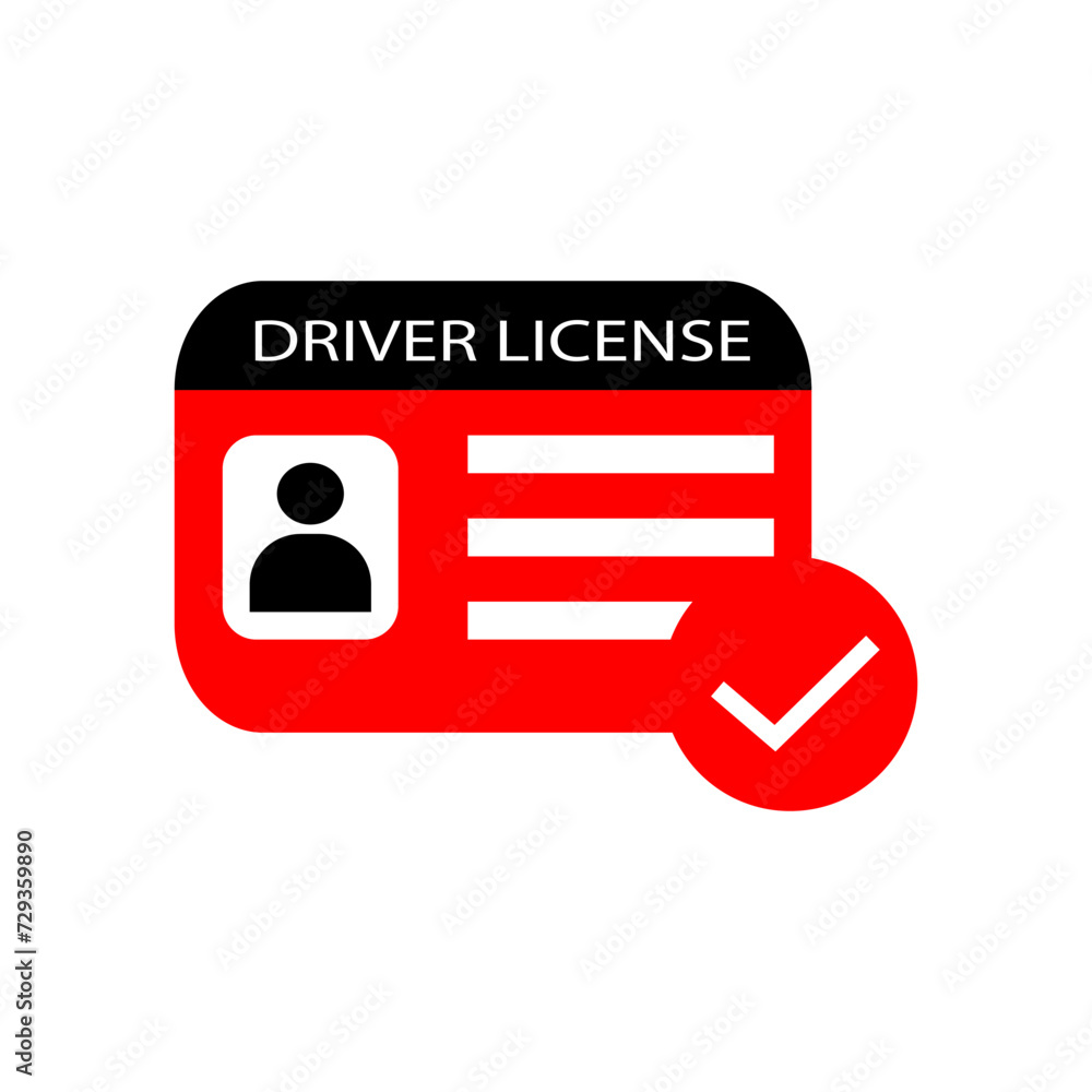red driver license card icon. concept of driver's personal documents or ...