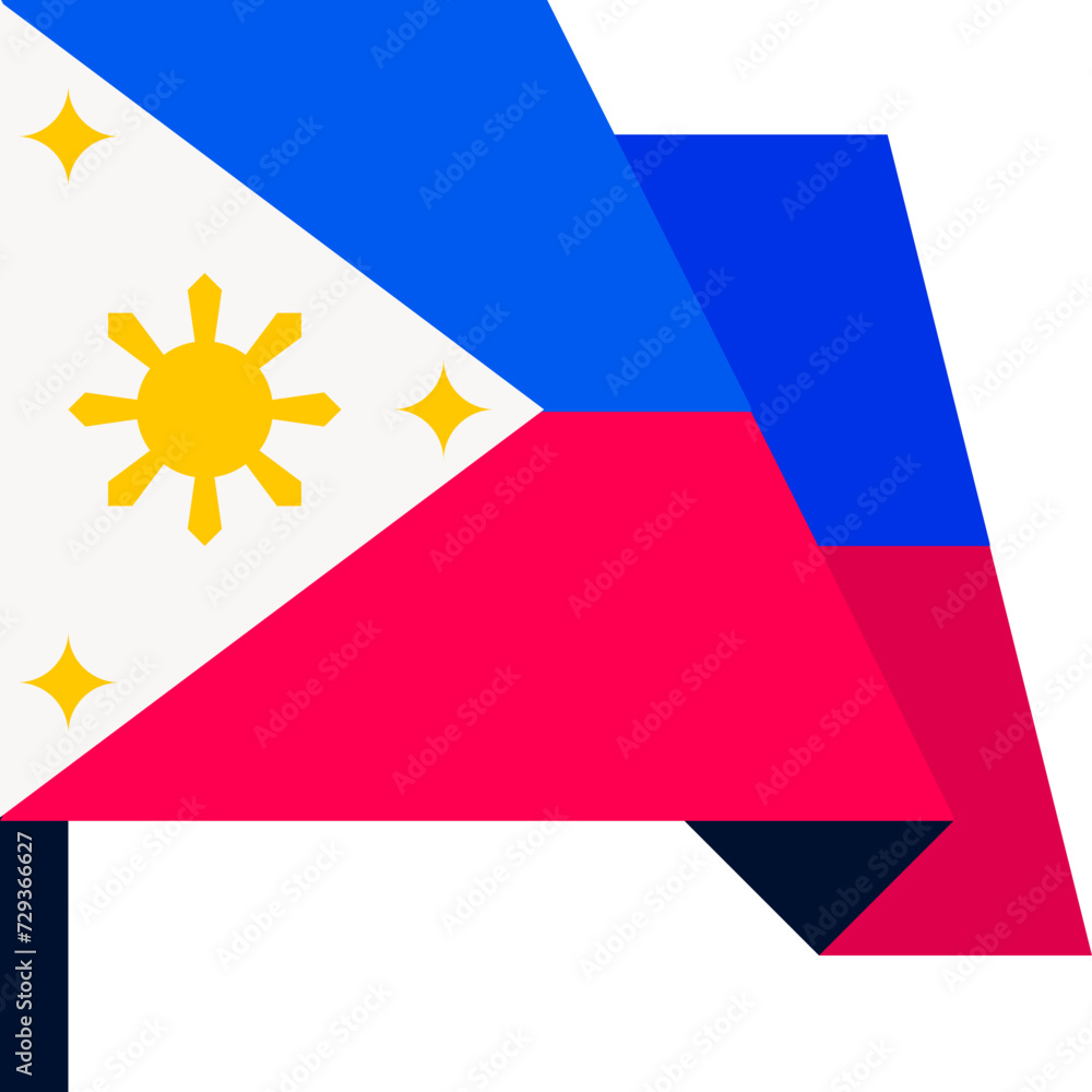 Vetor de Philippines: Philippine Flag, Sun and Stars, Blue, Red, White ...