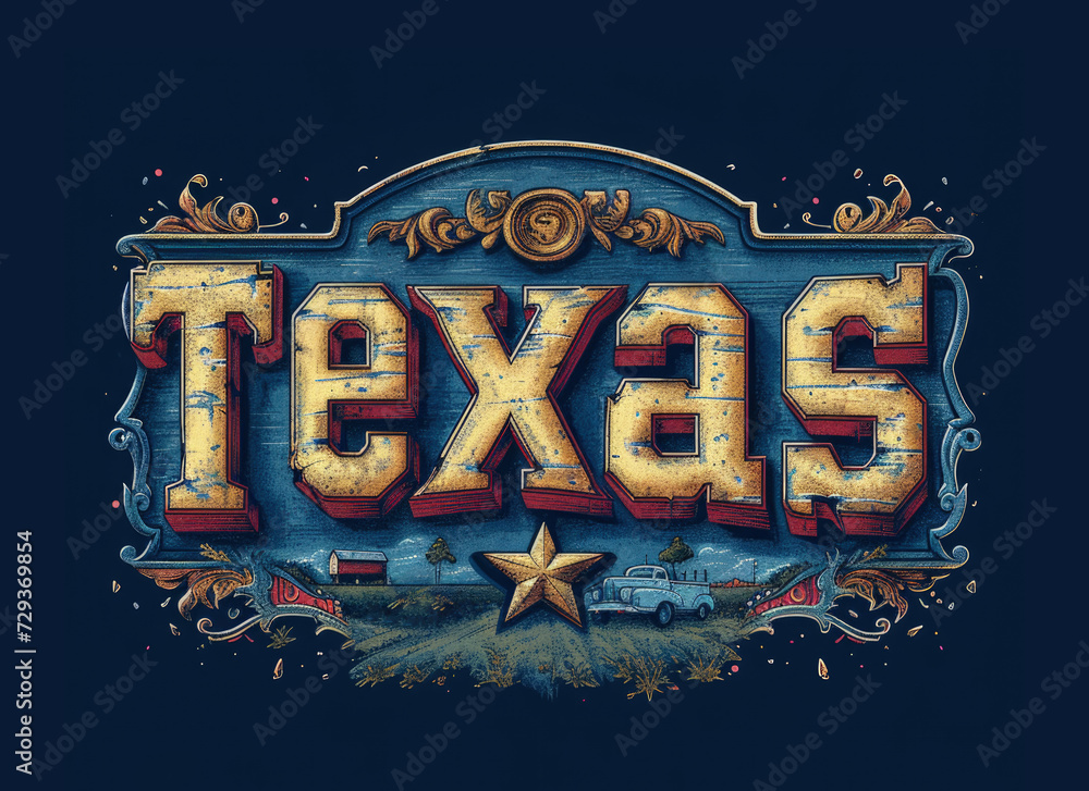 Old worn vintage Texas State sign. Texas logo design. Texas - state in ...