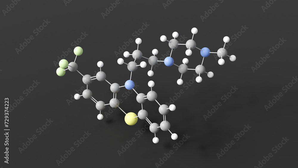 trifluoperazine molecular structure, phenothiazine, ball and stick 3d ...