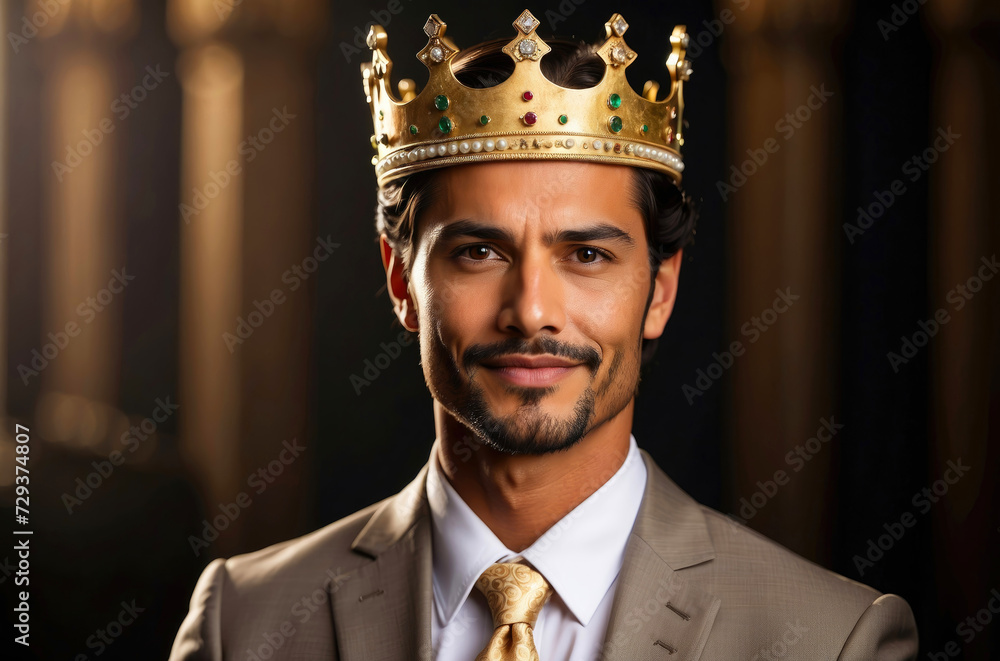 Celebrating Employee Appreciation Day: A Businessman Wearing a Gold Crown of Achievement ...