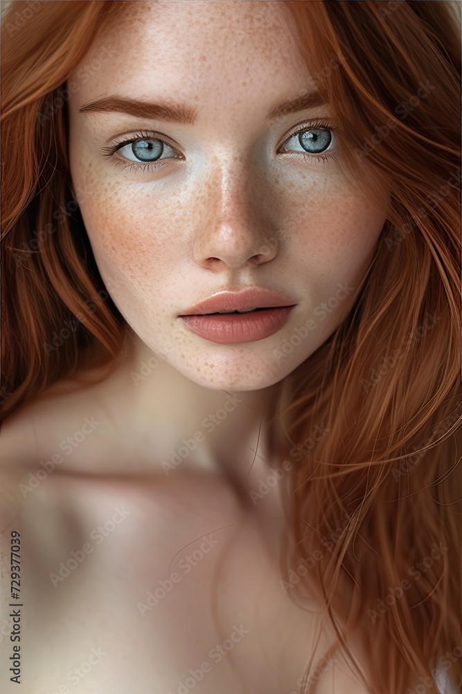 Irish Charm: Cute Middle-Aged Woman with Auburn Hair, Blue Eyes, and ...
