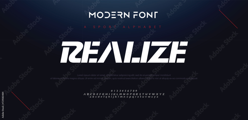 Abstract sci fi modern alphabet fonts. Science fiction typography sport ...