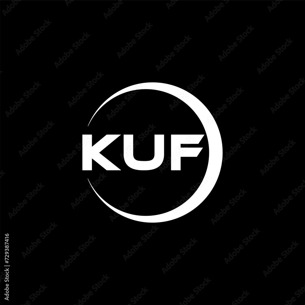 KUF letter logo design with black background in illustrator, cube logo ...