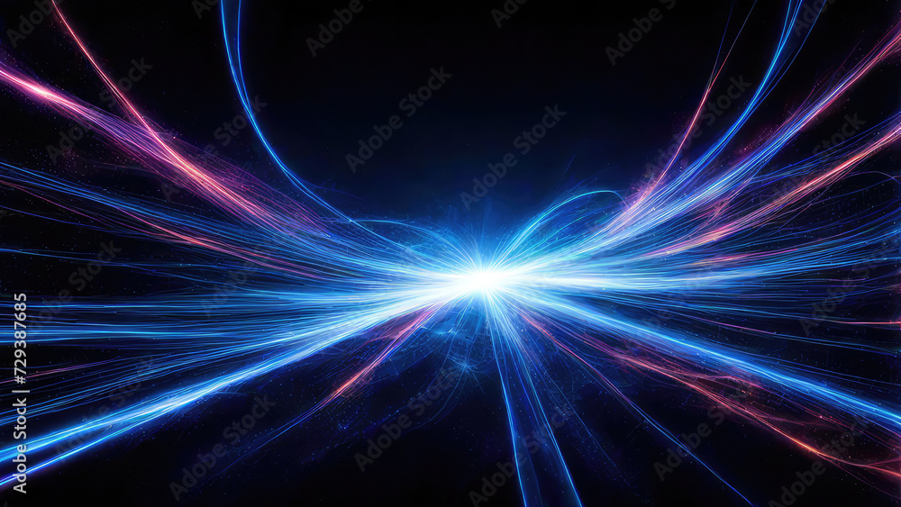 Abstract dark background with swirling electric lines and radiating ...