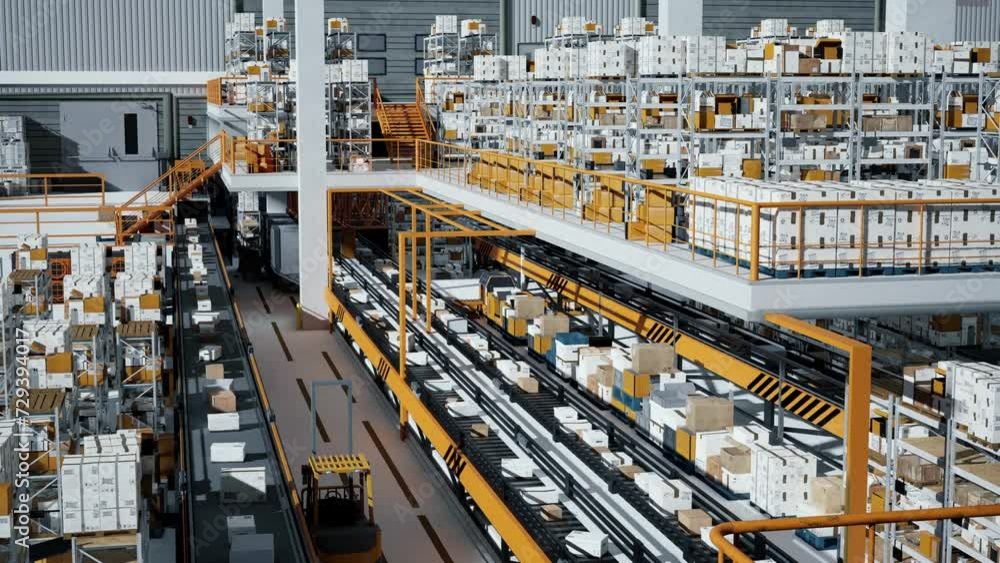 Vidéo Stock Loop Transmitting Of Packaging Box On The Conveyor Belt, 3D ...