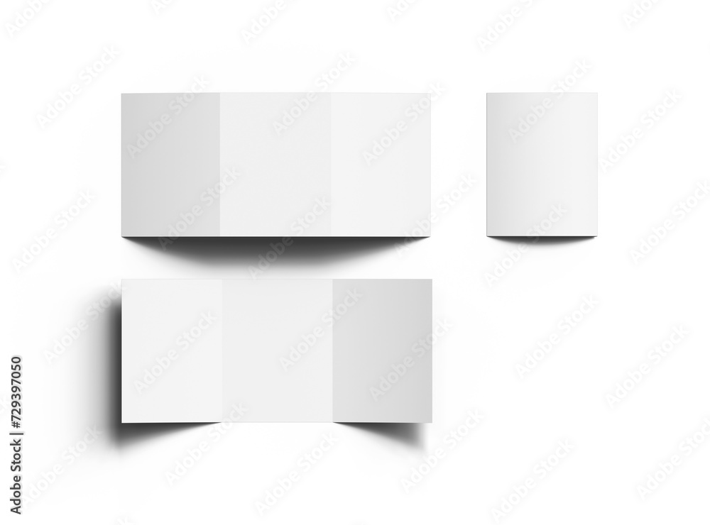 Blank Tri-fold US letter size 8'5x11 inc brochure 3d render on ...