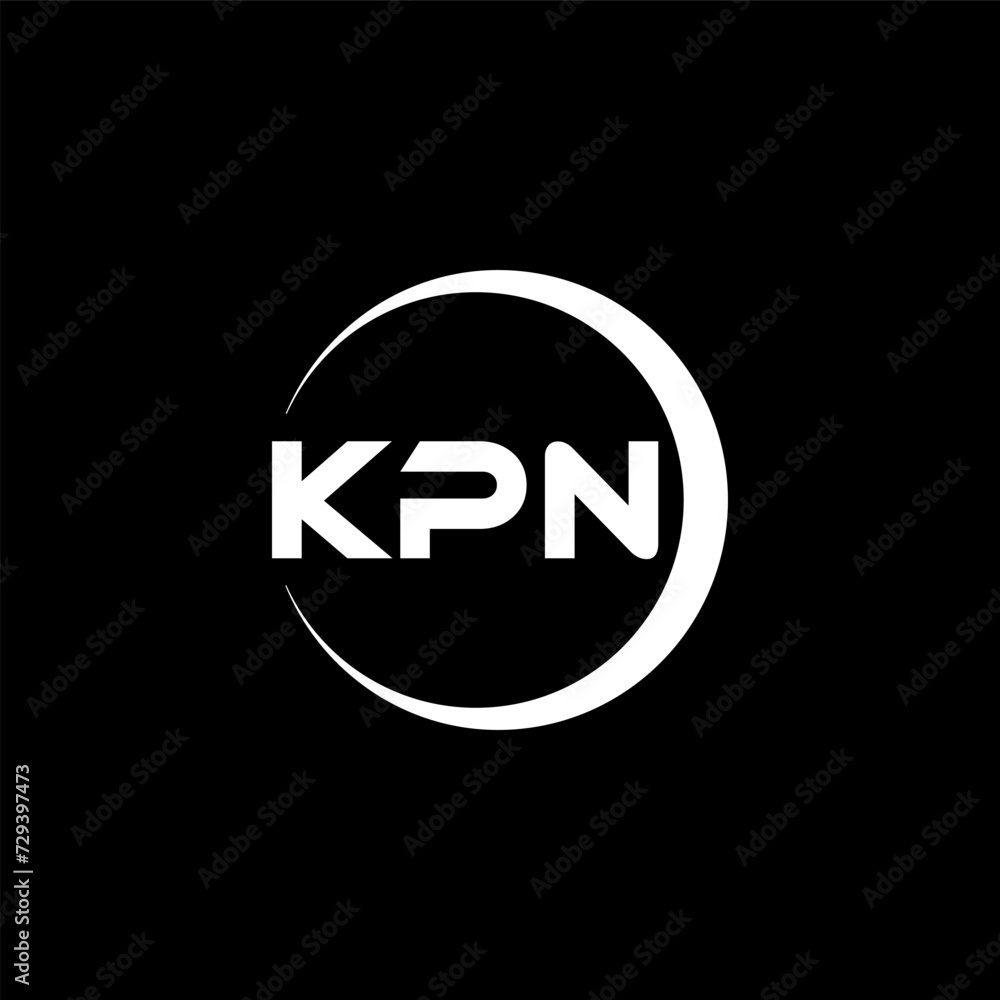 KPN letter logo design with black background in illustrator, cube logo ...