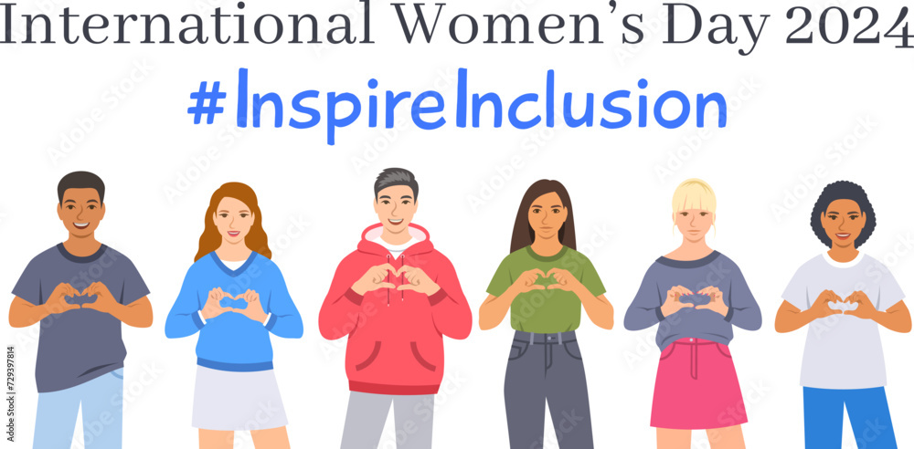 Inspire inclusion campaign pose. International Women's Day 2024 theme ...