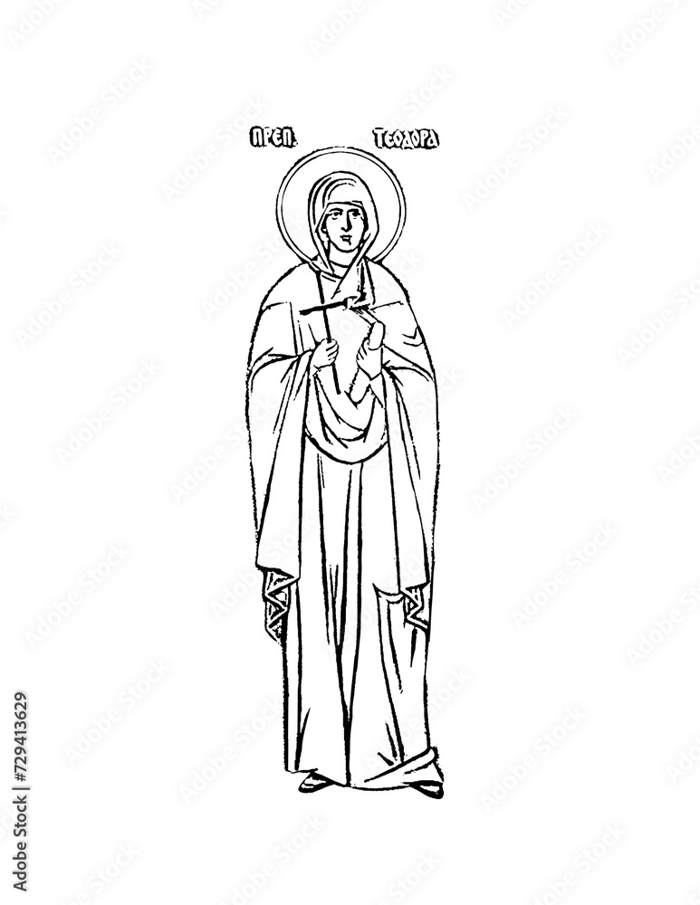 Saint Theodora (name english). Coloring page in Byzantine style on ...