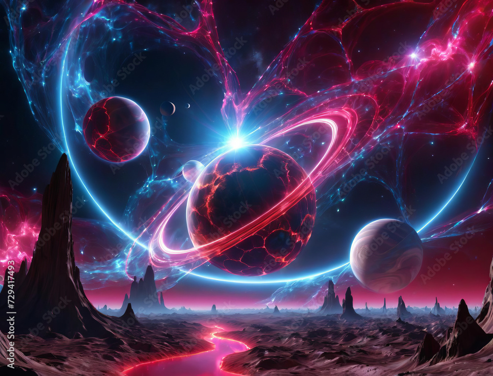 Sleek 3D Renderings of Cosmic Vistas with Celestial Bodies and ...