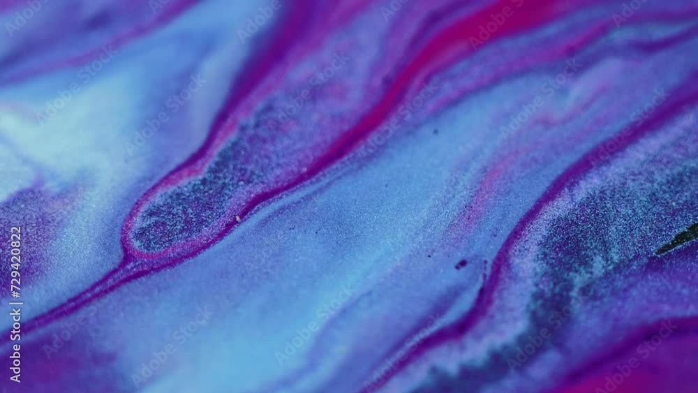 Glitter paint. Ink wave. Defocused neon purple blue color sparkling ...
