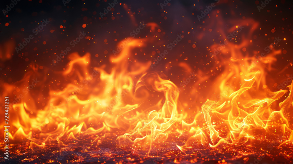 Intense Flames Engulfing with Fiery Sparks, A dramatic and powerful ...