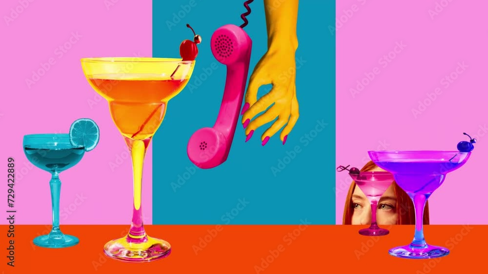 Young redhead girl tasting delicious sweet and sour cocktails on ...