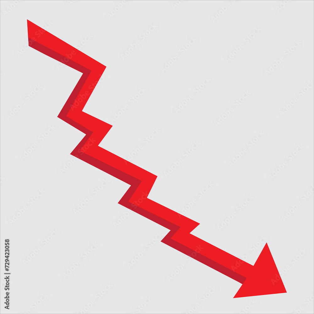 Red arrow going down stock icon . Decrease, Bankruptcy, financial ...