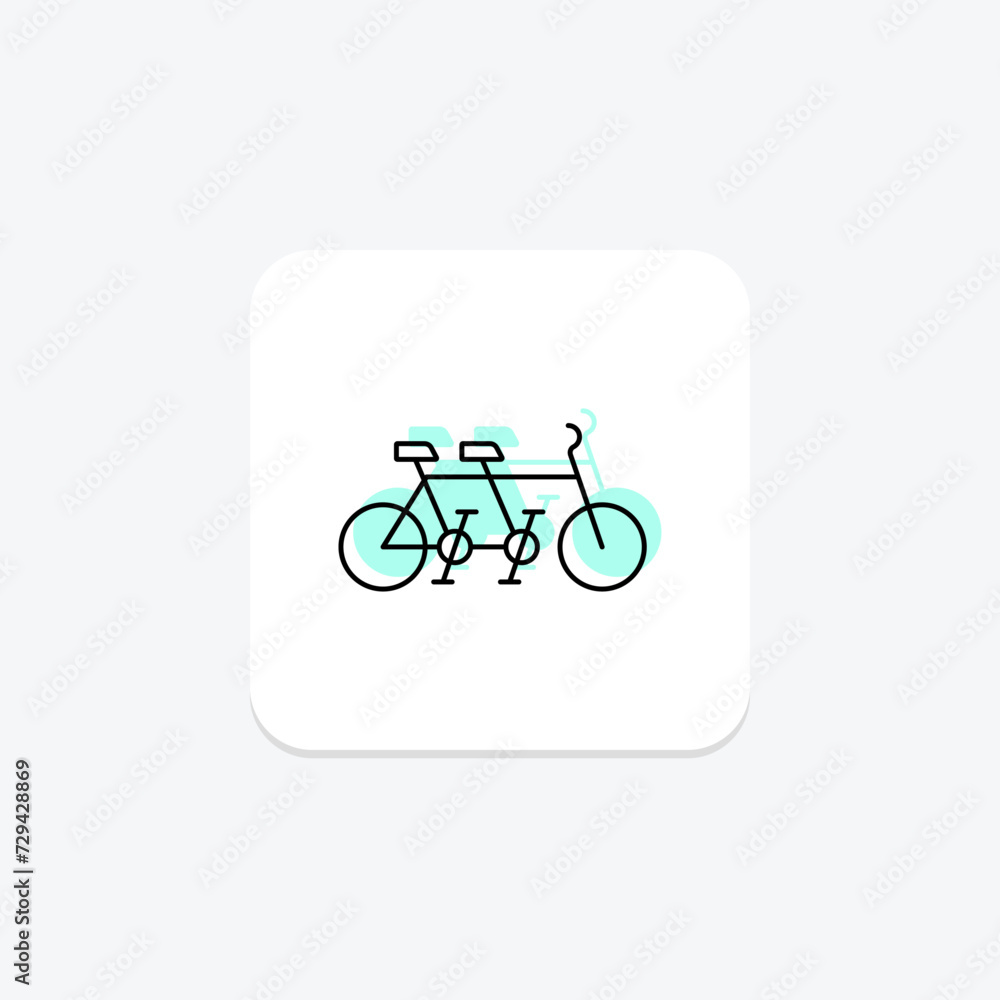 Tandem Bicycle icon, bicycle, love, ride, tandem color shadow thinline ...