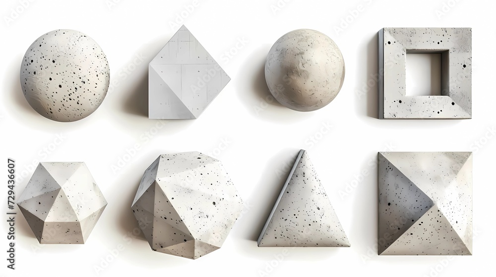 collection of realistic basic geometric 3d Shapes in top and front view ...