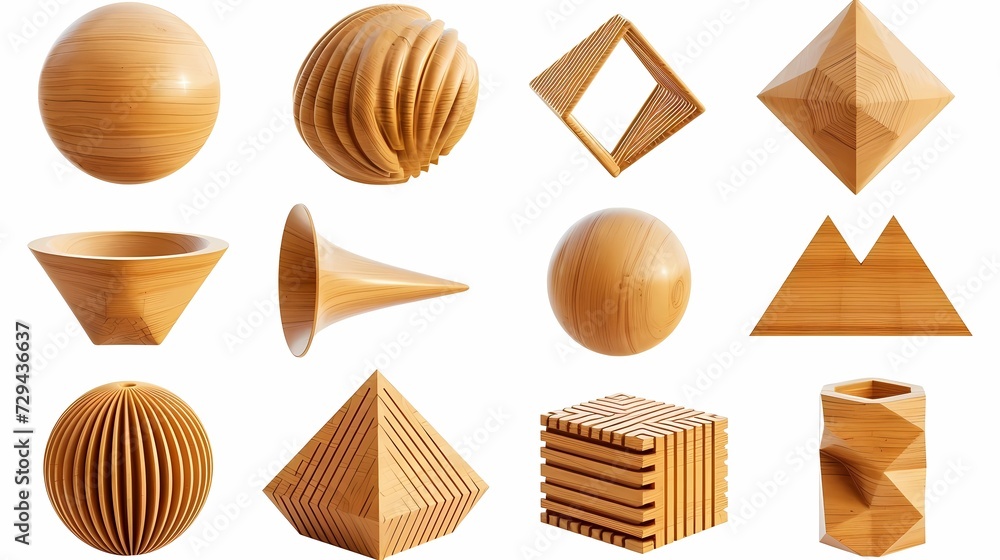 collection of realistic basic geometric 3d Shapes in top and front view ...