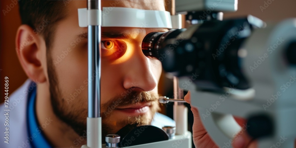 Doctor Checks Patients Eyes With Medical Tools During Ophthalmology ...