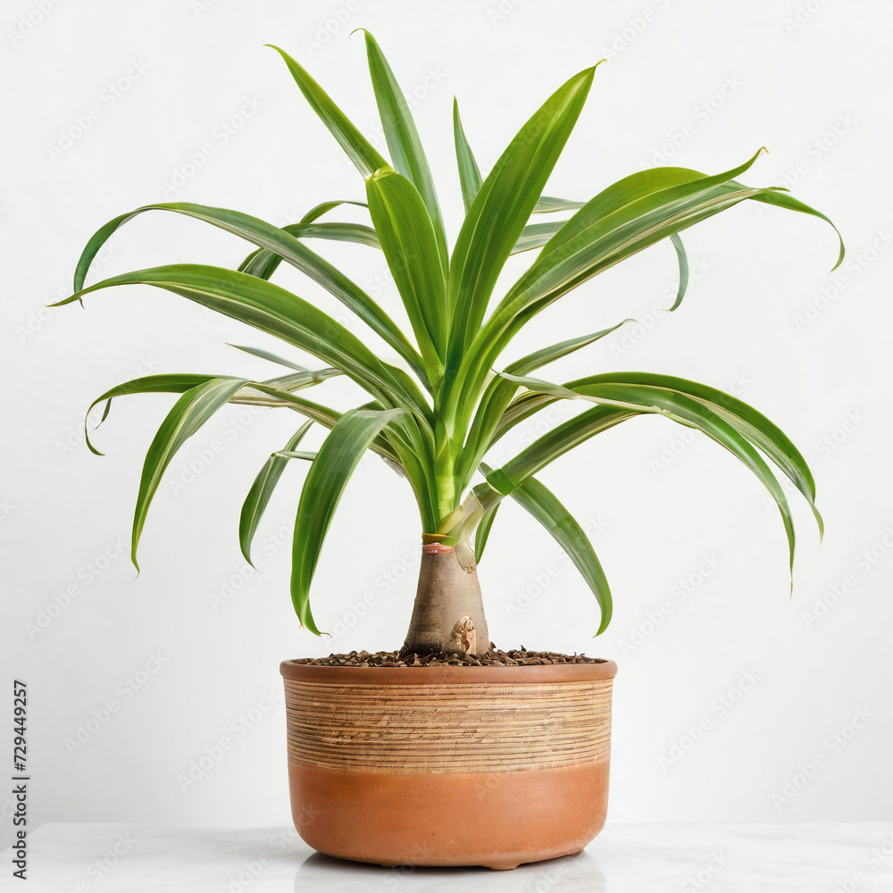 Illustration of potted dracaena compacta cane plant white flower pot ...