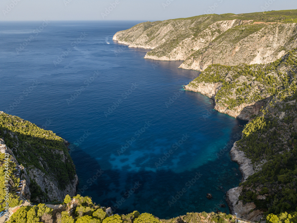 Wild cliffs of the western Zakynthos. Viewpoint of Cliffs of Kambi in ...