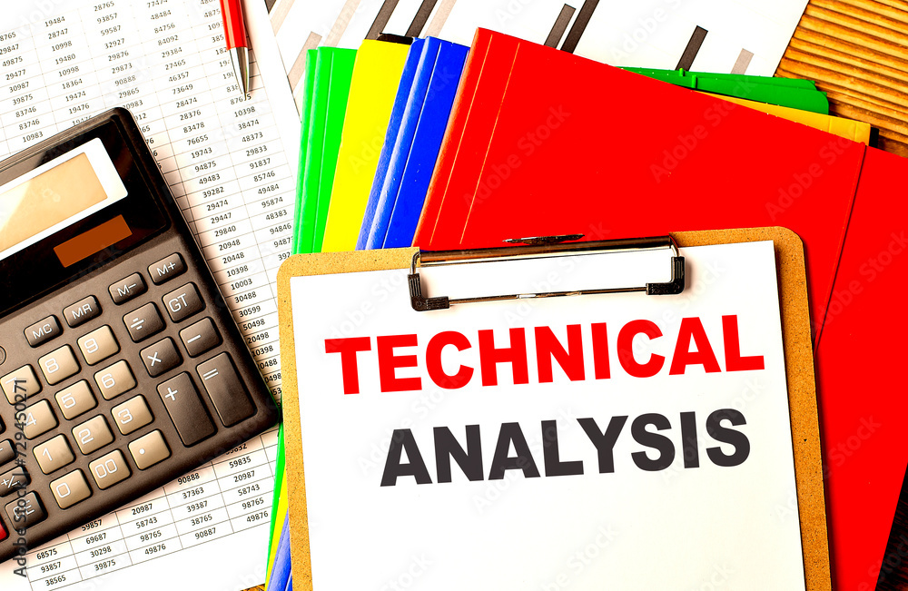 TECHNICAL ANALYSIS text written on paper clipboard with chart and ...