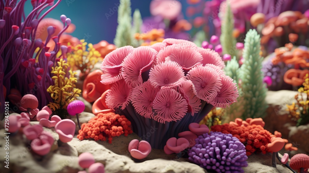 Underwater marine life in a tropical coral reef aquarium, the beauty of ...