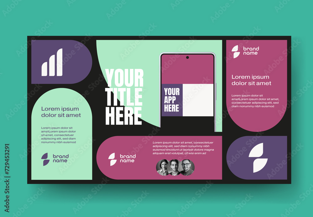 Green and Purple Grid Layout App Presentation Template Stock Template ...