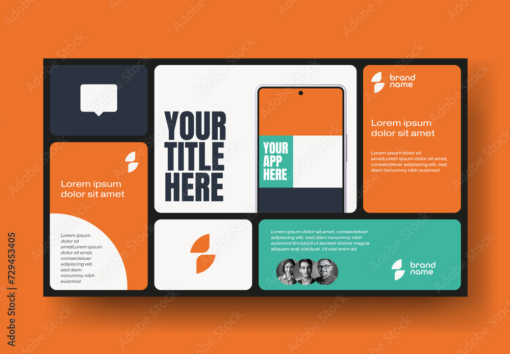 Grid Layout App Presentation Template Stock Template | Adobe Stock