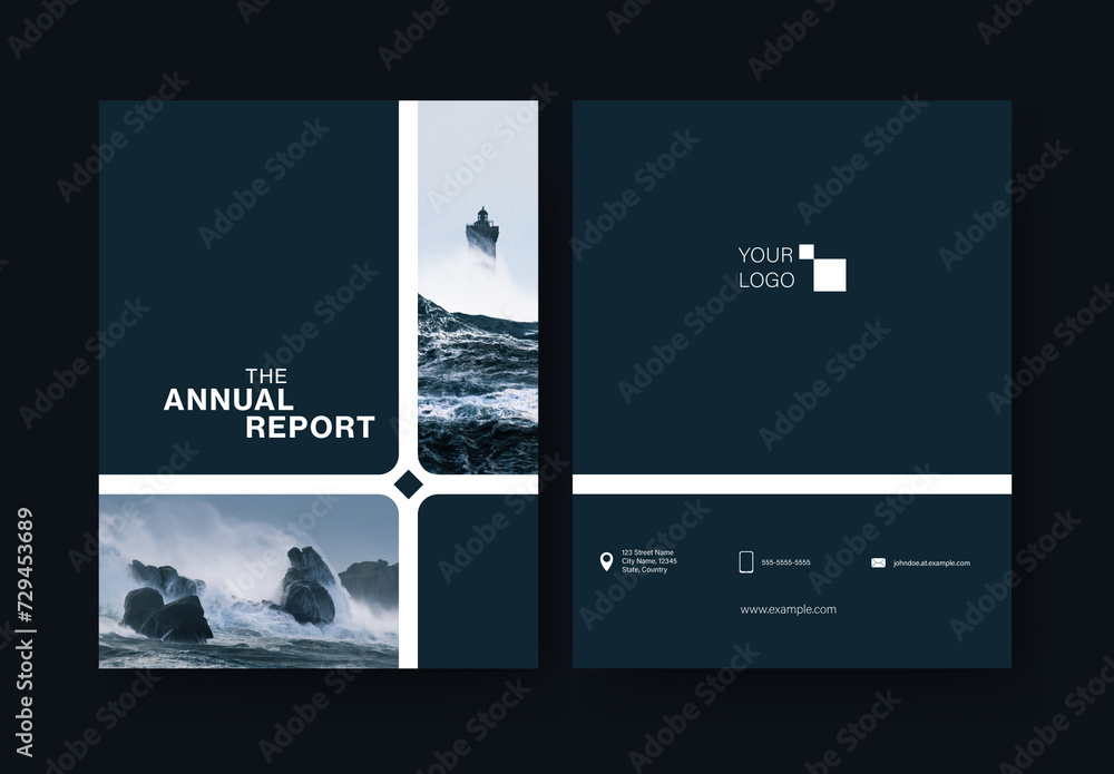 Minimal Design Report Cover Template with Nautical Theme Stock Template ...